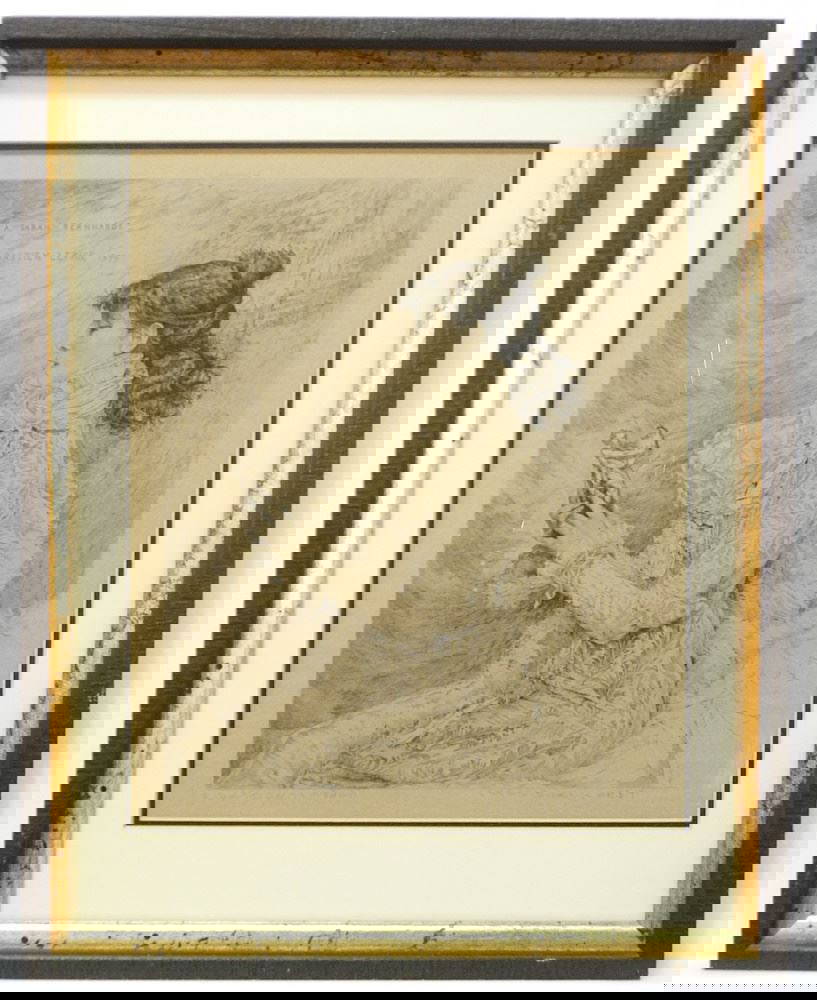 Etching Signed J. (jules) Bastien- Lepage, 10 5/8 X 8 3/4", "sarah Bernhardt". Auction