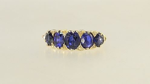 18k "london Bridge" Ring Set With Sapphires & Diamond.
