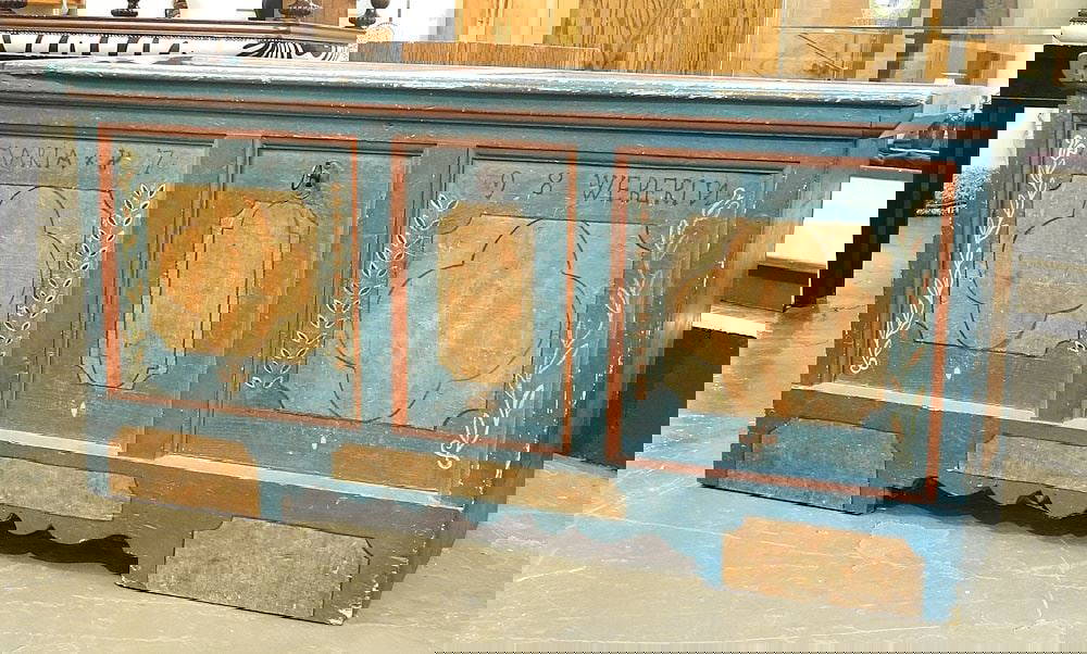 Late 18th C. German Painted Chest, "maria Weberin 1798", 30 1/2" X 65 3 ...