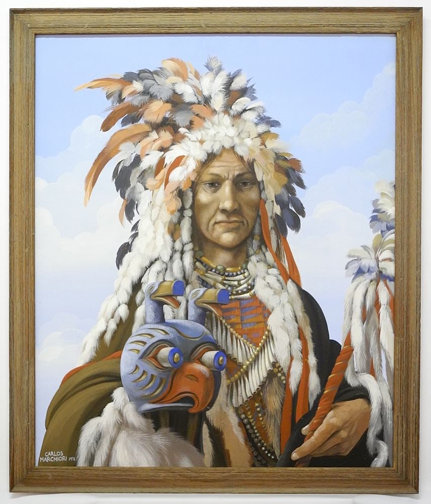 Oil On Canvas Signed Carlos Marchiori 1976, 35 1/4" X 29 1/4", "first ...