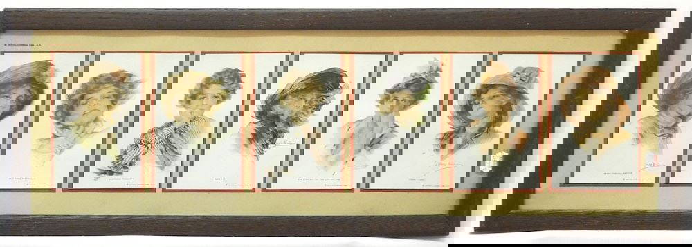 Panoramic Sequence Of 6 Philip Borleau Postcards, 9 1/4" X 27 1/4". Auction