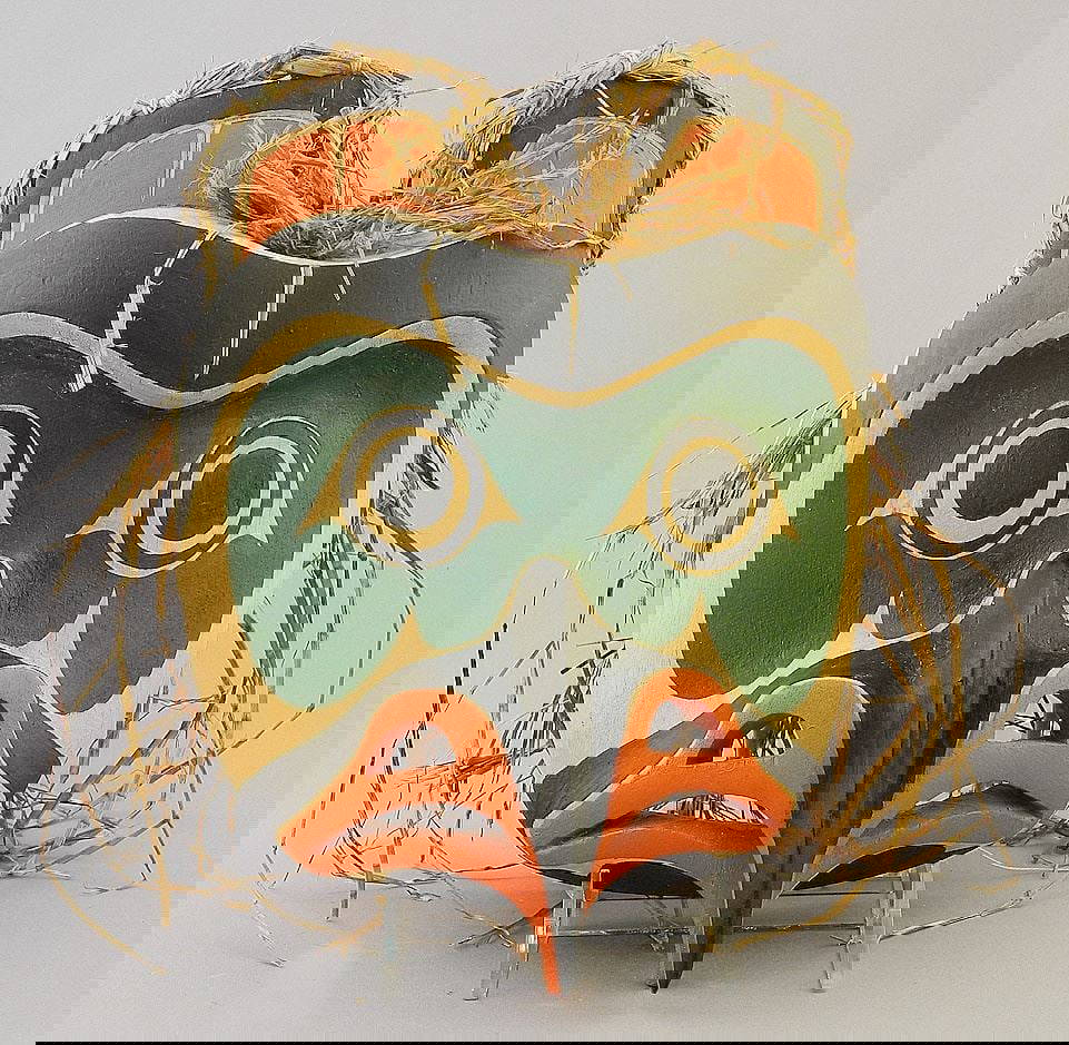 Kwagiulth Mask Signed Rodney Seaweed , 11"h, "owl". Auction