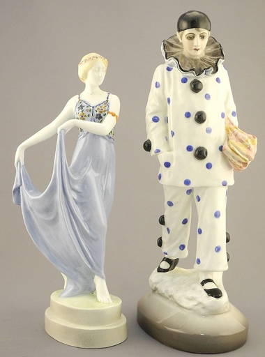 2 Goldscheider Figurines, 10 1/8" & 11 3/4"h (both Heads Restored).