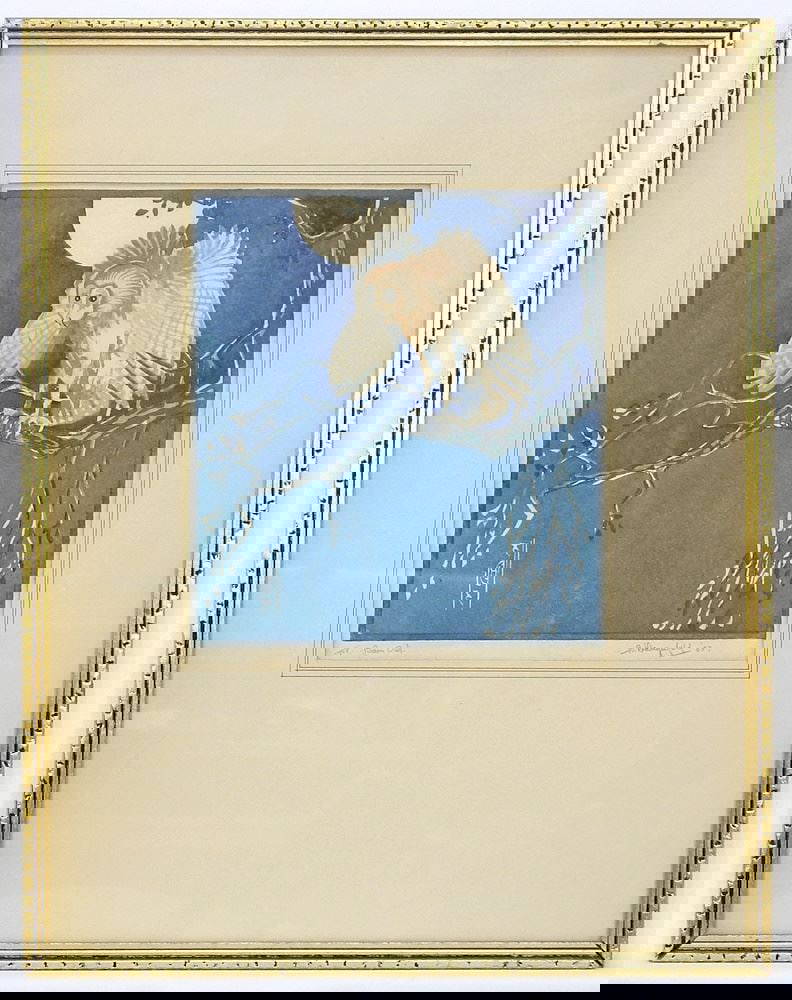 Colour Woodblock Print Signed B. Dangerfield '33, 8 1/2" X 7 1/2 ...