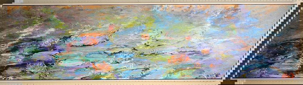 Acrylic On Canvas Signed Verso Collette Nilsen, 22 1/2" X 87", "violet ...