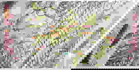 Mixed Media On Canvas Signed Blythe Scott, 24" X 48", "summer At The ...