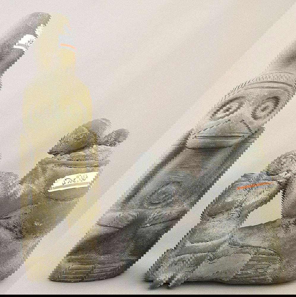 Stone Figure & Inuit Cast Pottery Sculpture. Auction