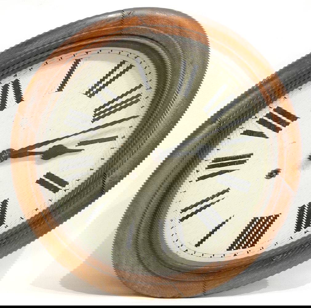 19th C. Birch Wall Clock With Painted Dial, 15 1/4" Diam (not Running ...