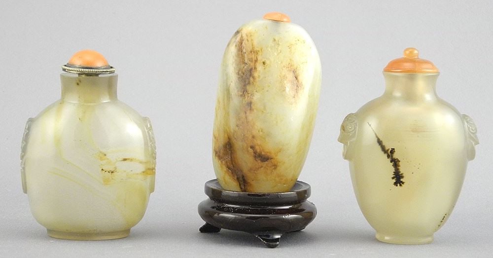 Three Chinese Agate Snuff Bottles, 2 5/8 - 2 7/8"h, - Jun 17, 2025 ...