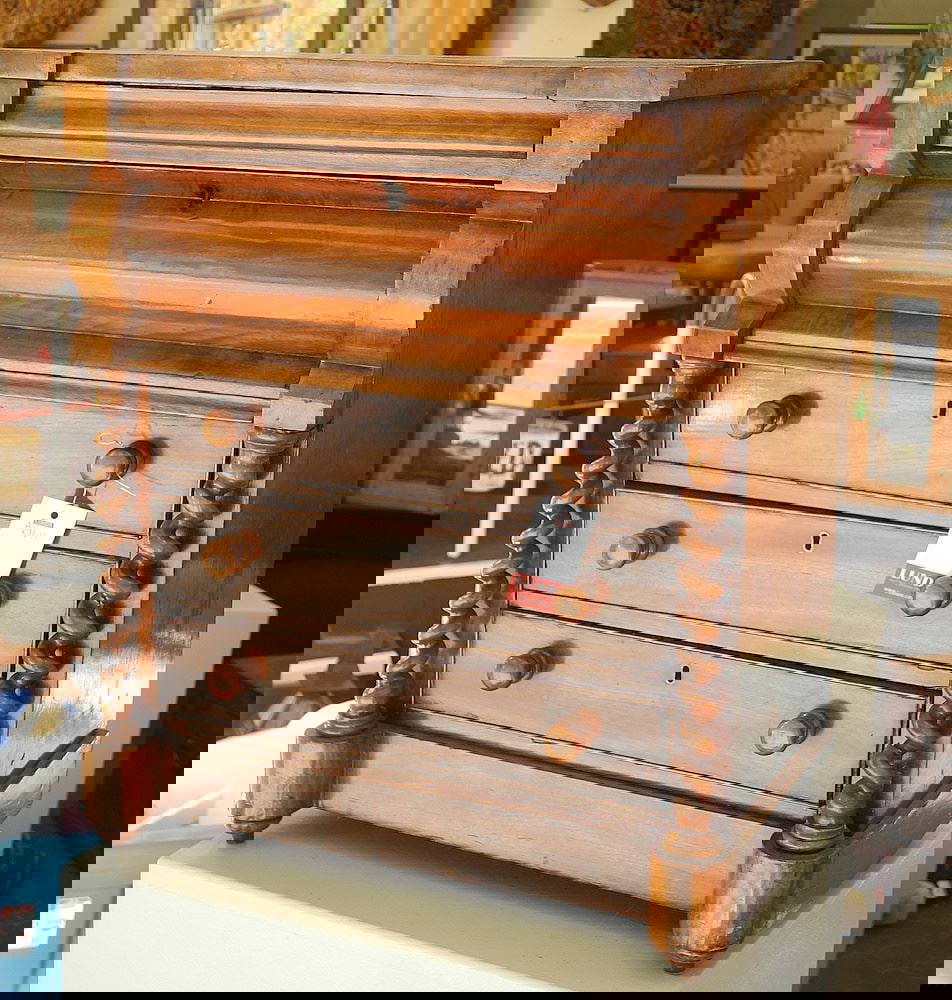 19th C. Mahogany Apprentice Chest, 21 3/4"h (loose Column Section Noted ...