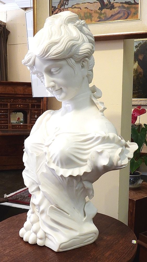 Italian Marble Bust Of A Beauty, 27 1/4" (weight Noted). Auction