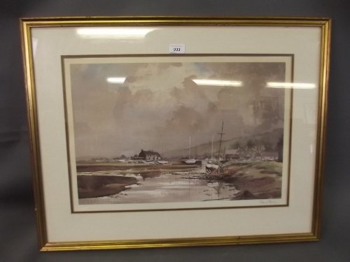 Sidney Perrin, a pencil signed colour print, estuary