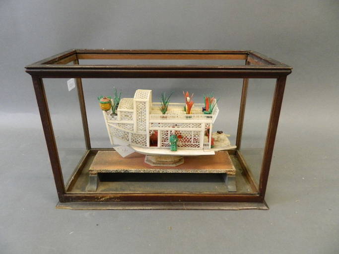 An Early C20th Cantonese Ivory Model Of A Pleasure Boat