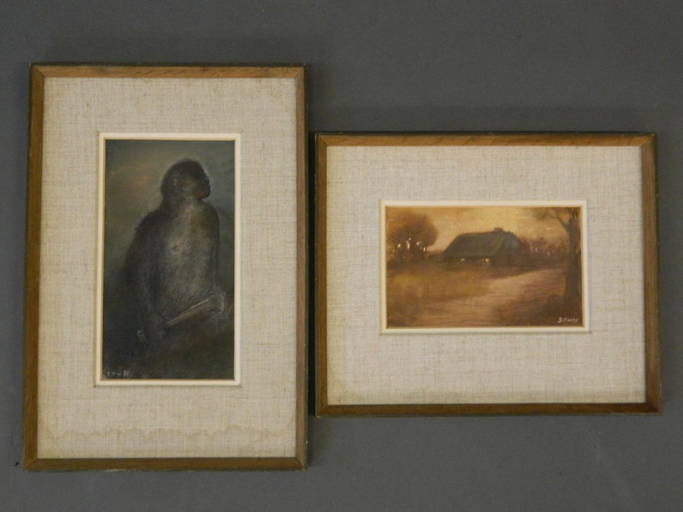 Sean Stull, Pair Of Signed Mixed Media Paintings,