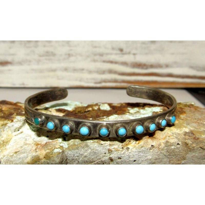 Pre-eagle Taxco Mexico Turquoise Snake Eye Cuff Bracelet Sterling ...