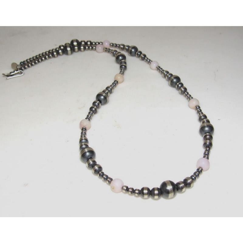 Navajo Pearls Necklace Sterling Silver Pink Conch Shell 19" Foxtail ...