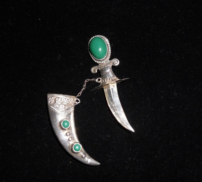 Antique RareMexican Sterling Silver Dagger Brooch/Pin : Lot 433