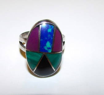 4pc Mexican Malachite & Onyx Inlay Sterling Suit