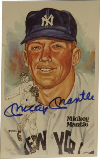 Mickey Mantle Autographed Baseball Card.