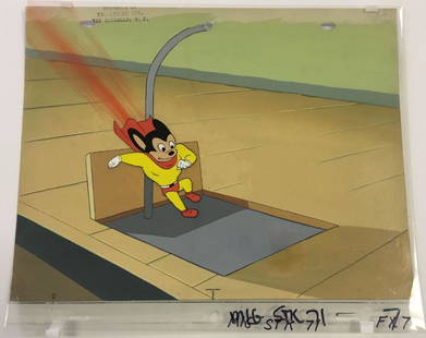 Ralph Bakshi, Mighty Mouse Pointing , Hand Painted Production Cel