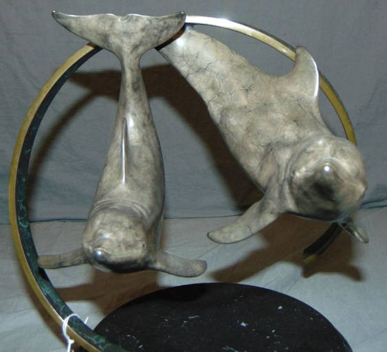 Ltd Ed Dolphin Bronze Sculpture Signed T. Snyder