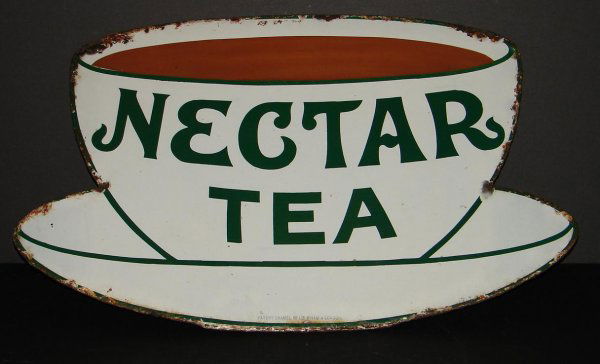 2122: VINTAGE NECTAR TEA PORCELAIN SIGN