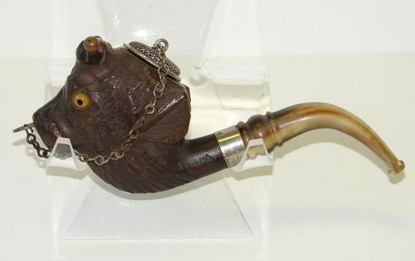 Carved Bulls Head Smoking Pipe