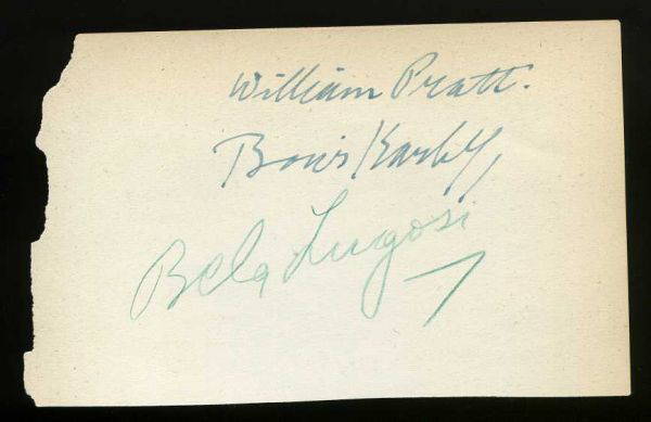 Boris Karloff & Bela Lugosi Autograph