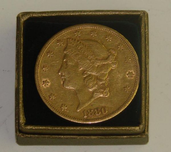 1279G: US 1880 TWENTY DOLLAR GOLD PIECE.