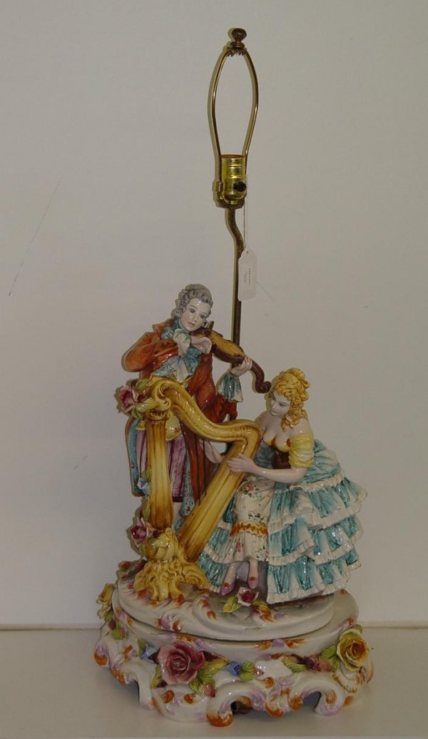 1271: CAPIDIMONTE FIGURAL LAMP SIGNED D. POLOVIATO