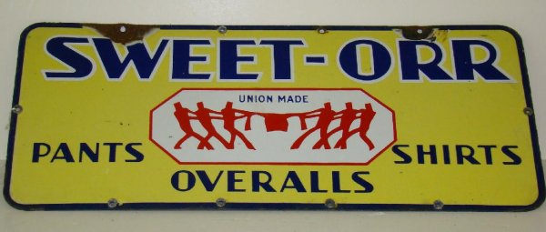 350: SWEET-ORR PORCELAIN SIGN - Apr 05, 2008 | Philip Weiss Auctions in NY