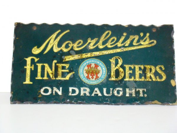 Reverse Painted Glass Sign Moerlein's Beer
