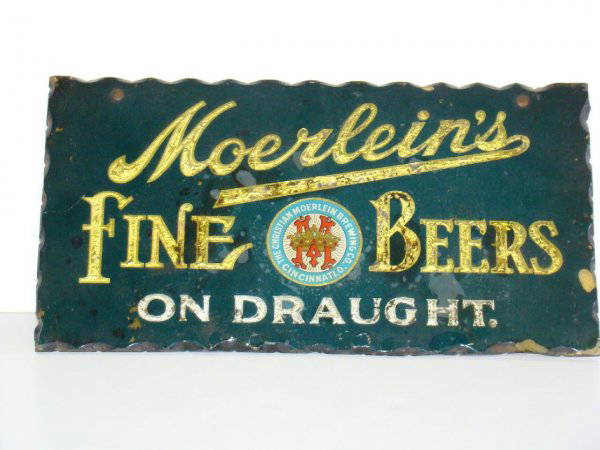 Reverse Painted Glass Sign Moerlein's Beer