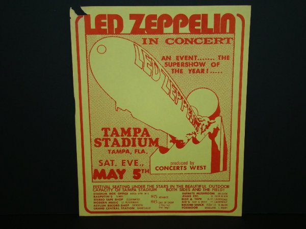 Led Zeppelin Tampa 1973 Concert Handbill
