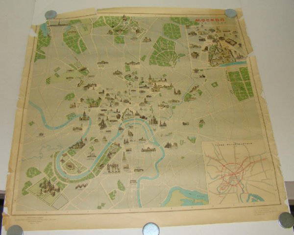 Rare Vintage Russian Map Poster
