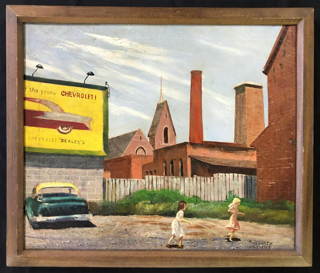 Paul Lantz, Oil On Canvas, Parking Lot Playground