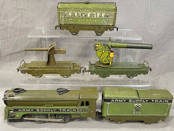 Clean 5pc Marx Military Train Set - Oct 11, 2022 | Weiss Auctions in NY