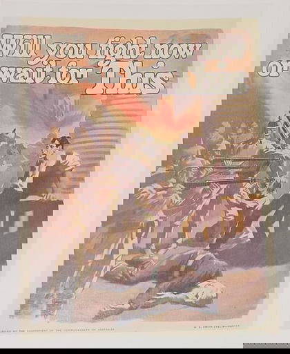 Orig Ww1 Poster Will You Fight Now Or Wait