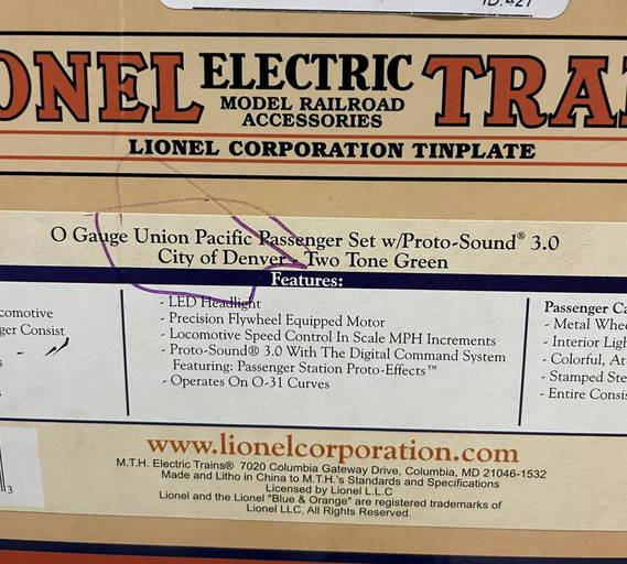 Mth Lionel 11 6020 1 City Of Denver Set