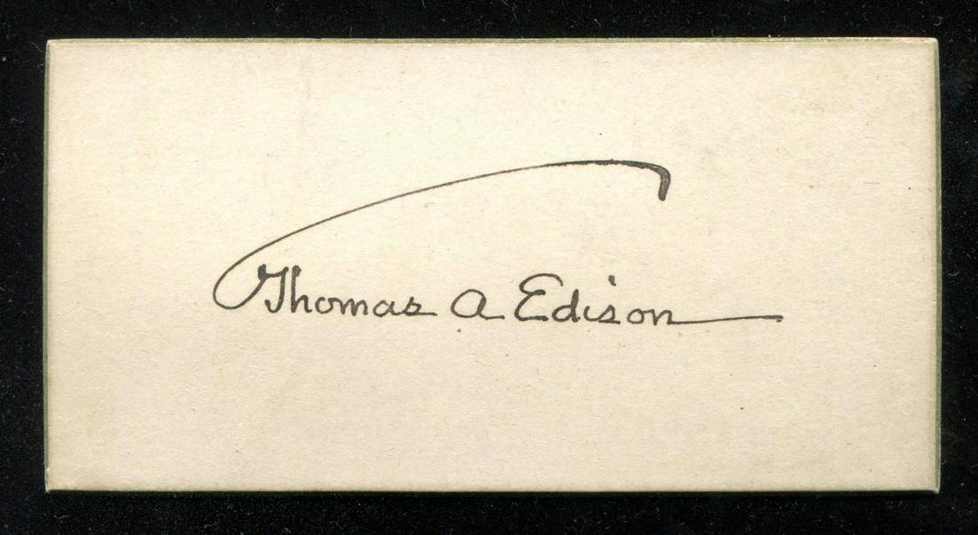Thomas Edison Signature On Card Auction
