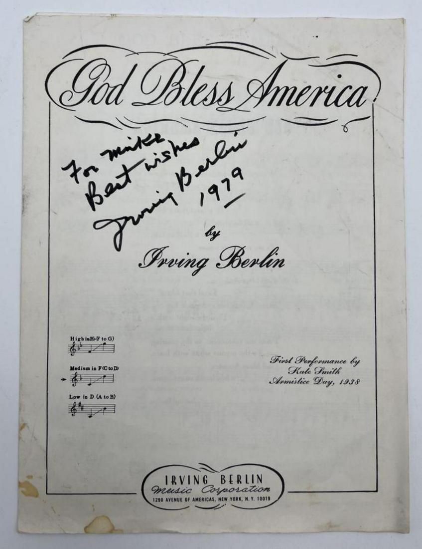 Irving Berlin Signed God Bless America Sheet Music Auction