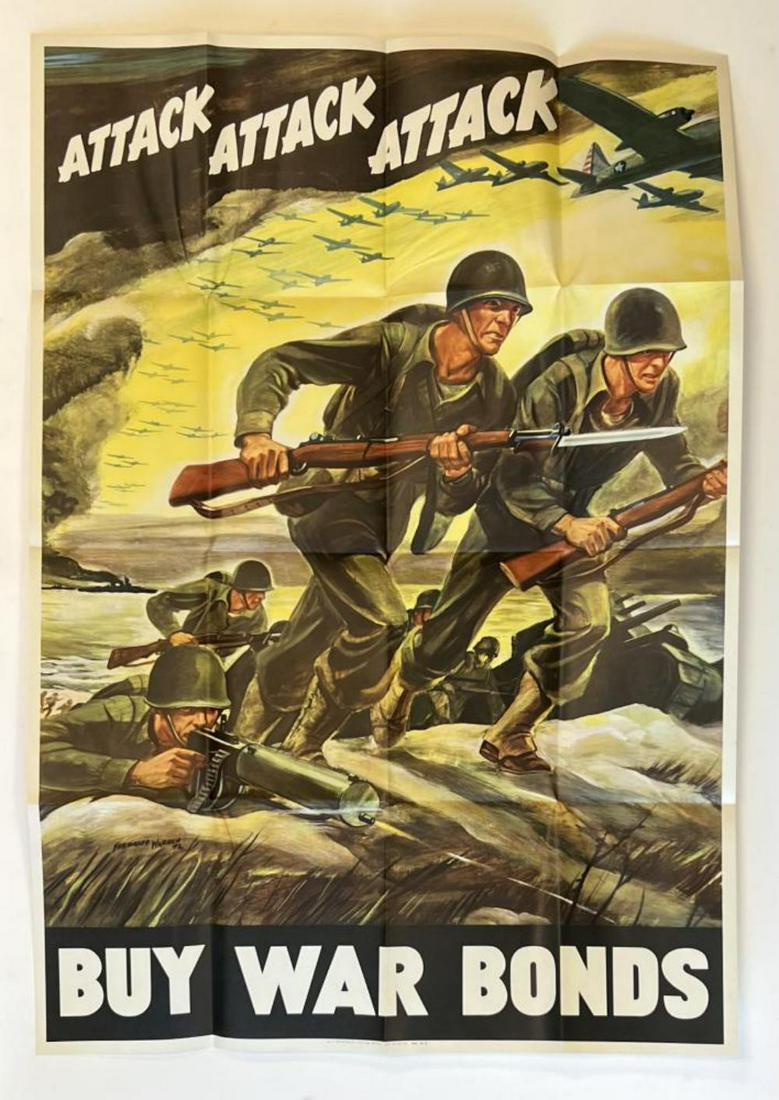 Attack Attack Attack Buy War Bonds Ww Ii Poster Auction