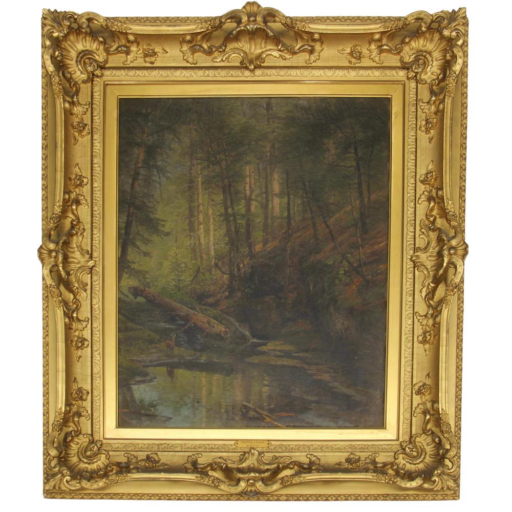 Hermann Ottomar Herzog, Oil On Canvas Landscape