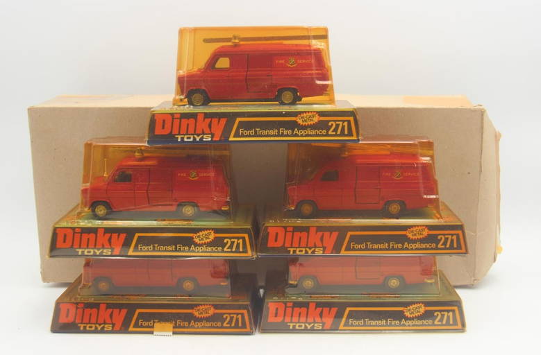 (5) Nos Boxed Dinky 271 Ford Transit Fire