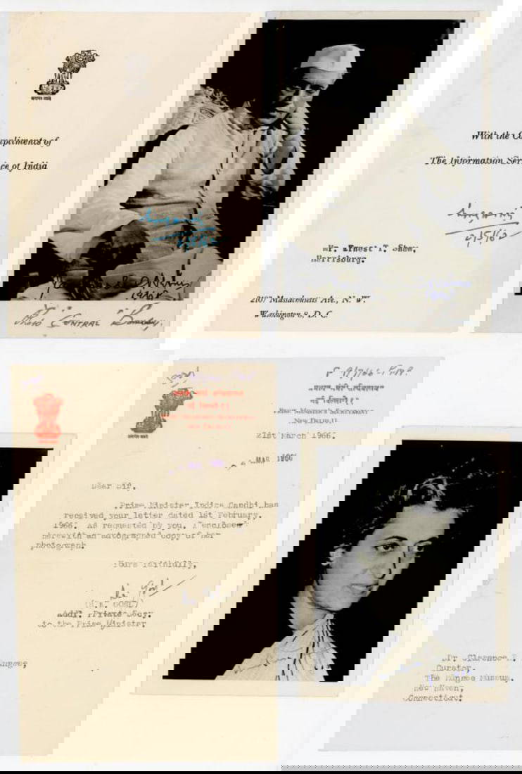 Nehru And Ghandi Autograph Lot Auction