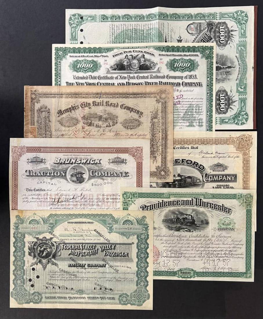 Vintage Stock Certificate Lot Auction