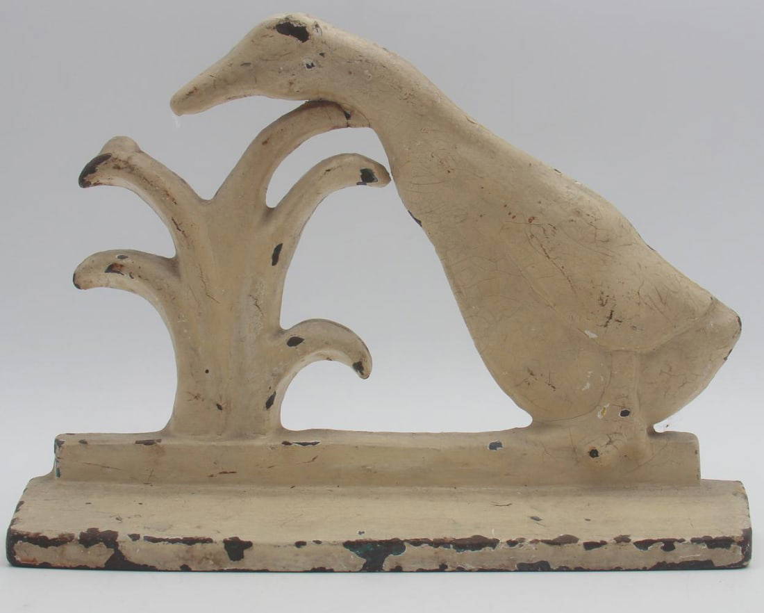 Cast Iron Goose W/ladybug Doorstop Auction