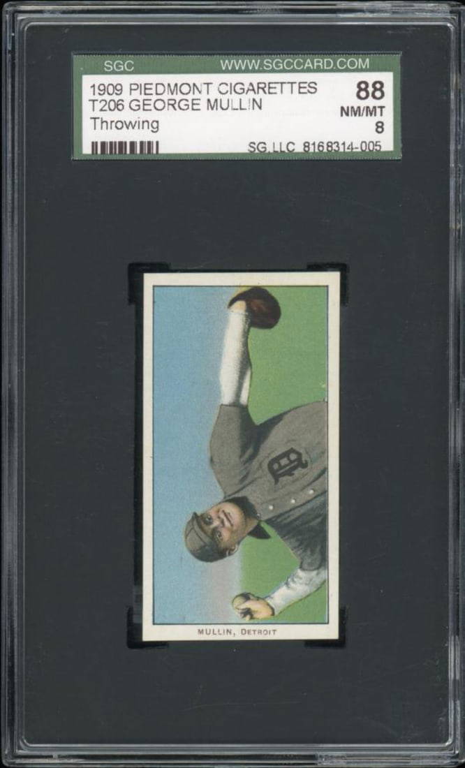 1909 T206 George Mullin Piedmont/throwing Sgc 8 Auction