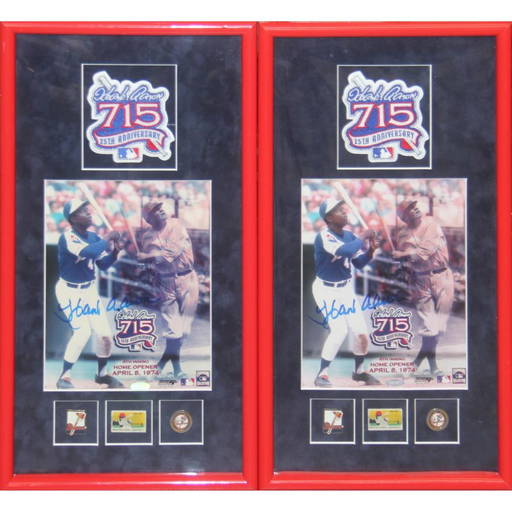 (2) Hank Aaron Signed Photos