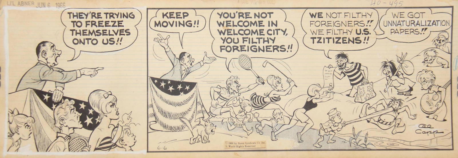Al Capp Li'l Abner Daily Comic Strip Art, 1966 Auction